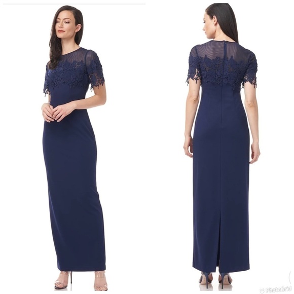 JS Collections | Dresses | Js Collections Illusion Gown With Trim ...